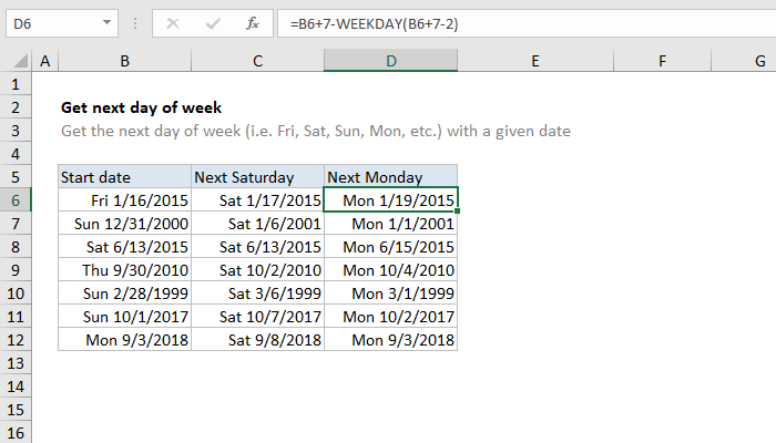 EXCEL Obtener El Pr ximo D a De La Semana TRUJILLOSOFT EXCEL Obtener El Pr ximo D a De La Semana TRUJILLOSOFT